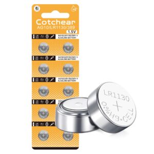 cotchear 10pcs ag10 button cell batteries lr1130 button cell battery 389 sr54 189 sr1130 lr54 batteries lr1130 batteries for watch toys remote