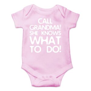 cbtwear call grandma she knows what to do baby bodysuit - adorable romper clothing unisex humor romper (newborn, pink)