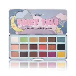 ccolor cosmetics fairy tale eye shadow palette makeup, 18 ultra-blendable, vibrant matte & shimmer eyeshadow - eyeshadow palette set with mirror - long lasting, travel-size makeup palette