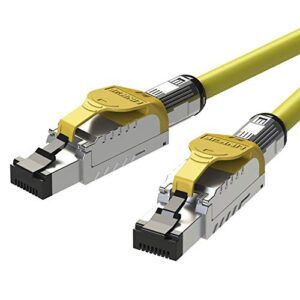 linkup - [ghmt & dsx8000 certified] cat8 ethernet patch cable s/ftp 22awg double shielded solid cable | 2000mhz 2ghz 40gbps | 5th-gen ethernet lan network 40g structure wires |yellow| 1 m (3.3ft)