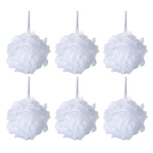 iboodi bath sponge loofah shower pouf white mesh shower puff pack of 6 (35g/pcs)