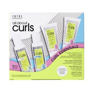 all about curls essential moisture starter kit | 4-piece set | curly hair products | cleanse, condition, moisturize, define | all curly hair types | vegan & cruelty free | sulfate free