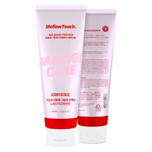 mellowtouch no wash protein hair treatment balm, hair mask 250ml - no rinse off deep conditioner repair hair mask for dry damaged hair, protein mask 8.45 fl oz - k-beauty, made in korea