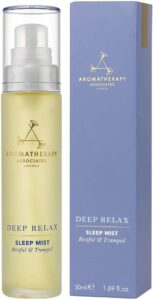 aromatherapy associates deep relax sleep mist. body and linen spray for restorative sleep. made with vetivert, chamomile and sandalwood essential oils (1.69 fl oz)