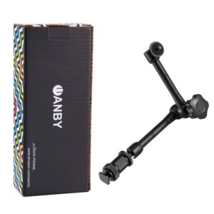 wanby 11 inch articulating friction magic arm adjustable w/hot shoe mount 1/4'' tripod screw for camera rig, lcd monitor, led flash lights (11'arm)