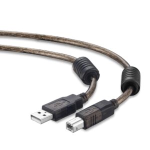 tan qy active usb 2.0 printer cable 50ft - a-male to b-male high speed printer/scanner/repeater cable for hp, canon, lexmark, dell, samsung etc (50ft/15m)