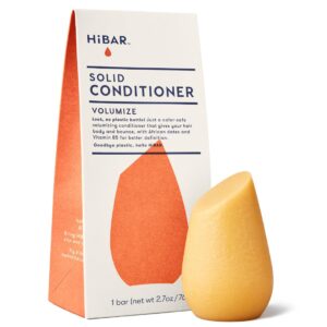 hibar - volumize conditioner bar - for thin & flat hair - add body, definition & volume - with african dates & vitamin b5 - plastic-free - soap, paraben & sulfate-free -color safe & vegan -1 solid bar