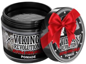 viking revolution extreme hold pomade for men – style & finish your hair - extra firm,strong hold & high shine for men’s styling support - water based male grooming product is easy to wash out, 4oz