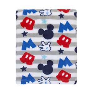 disney mickey mouse plush grey, red, blue baby blanket