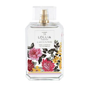 lollia always in rose eau de parfum, 3.4 fl. oz. - rose & hibiscus – beautifully captivating perfume, women’s perfume, eau de parfum spray for women, women’s fragrance