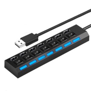 7 port usb hub, 480mbps usb2.0 hubs with independent switch 7 port socket usb splitter converter no conflict plug and play usb data hub splitter for mobile phone, tablet pc, keyboard, mouse