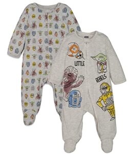 star wars baby boys 2 pack sleep n' play footies chewbacca yoda r2-d2 3-6 months