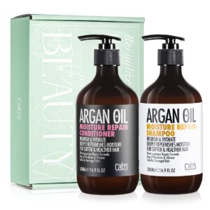 cab's moroccan argan oil shampoo and conditioner set - thickening hair treatment for women and men, hydrate & repair the hair, best gift for thinning hair, damaged, frizzy, or color treated hair, paraben free - 2 x 16.9 fl oz