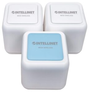 intellinet network solutions mesh wireless internet kit - includes 1 router & 2 extenders - covers up to 4,500 sq.ft. with 2.4 & 5ghz bands, optional guest network with touch & connect internet access