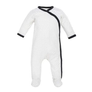 under the nile organic cotton unisex baby side-snap footie, polka dot (0-3m)