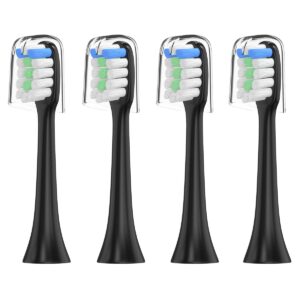 wuyan 4 pack toothbrush heads for xiaomi deep cleaning, automatic electric sonic replacement tooth brush for soocare x3 electric toothbrushes, with travel caps