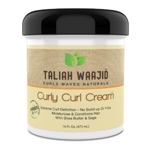 taliah waajid curls waves natural - curly curl cream | extreme curl definition hair styling gel | no build-up or frizz | 100% paraben free | shea butter & sage - 16oz