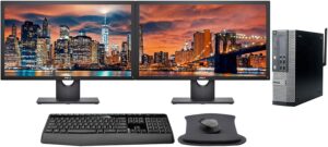 dell optiplex 7010 pc with 2 x 24 fhd monitors, ac600mbps wifi, wireless keyboard and ,gel pad, i7, 16gb , 1tb ssd storage, windows 10 (renewed)