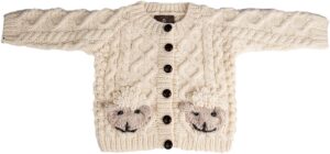 irish aran baby shepley button down cardigan with cute sheep