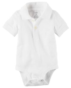 carter's baby boy's short sleeve pique cotton polo bodysuit (24 months, white)