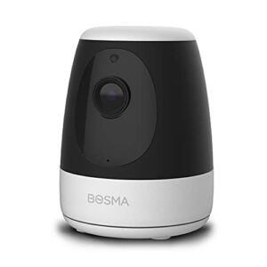 bosma xc pet camera, full hd wifi indoor security camera, 360 view and super wide angle, two-way audio and video, night vision, motion and sound detection, local storage, easy installation