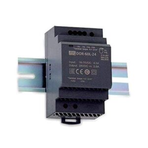 mean well ddr-60g-24 din rail dc-dc converter 24v 2.5a 60w, 9-36vdcin, adj output, free air, enclosed