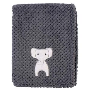 hudson baby unisex baby plush waffle blanket, modern elephant, one size