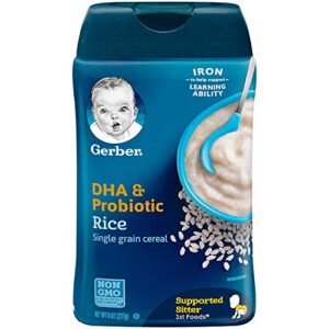 gerber dha and probiotic single-grain rice baby cereal, 8 ounce (pack - 1)