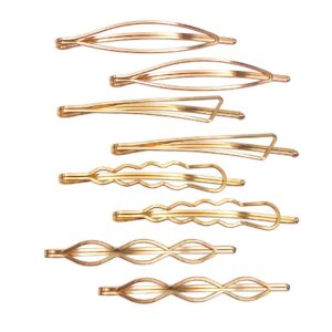 messen hair pins set geometric hair clips metal hairpin minimalist hair styling jewelry hair clamps accessories barrettes gold bobby pin for girl women (8 pieces,style 7)