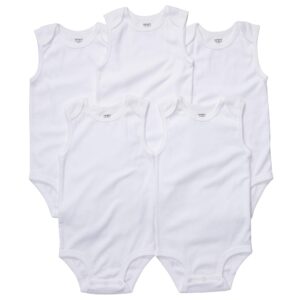 carter's unisex-baby 5-pack wiggle in sleeveless bodysuits (12 months) white