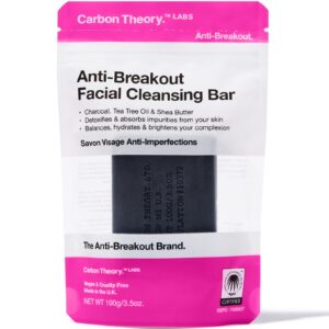 carbon theory | charcoal & tea tree oil facial cleansing bar in resealable travel pack | 100g