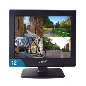 cctv monitor, 12 inch lcd security monitor hdmi vga av & bnc 4:3 hd computer monitor display lcd screen with 2 built-in speakers usb drive player for home/store surveillance camera stb pc