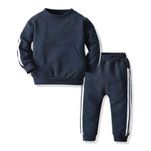 moyikiss studio unisex tracksuit baby boys girls clothes cotton long sleeve zipper sweatshirt jacket and pants (navy, 90/18-24months)