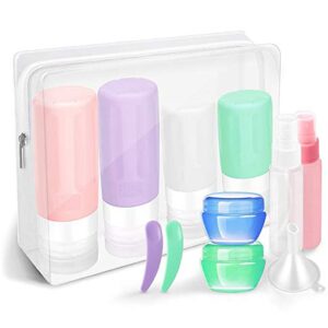 travel bottles for toiletries leak proof silicone travel bottles set tsa approved travel size containers refillable accessories lotion shampoo conditioner bottles with toiletry bag for travel outdoor