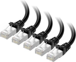 cable matters 10gbps 5-pack snagless shielded cat 6a ethernet cable - 5ft, cat 6a cable, cat6a cord, ethernet cord, black