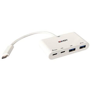 lindy usb 3.1 gen2 type c hub cable, pd60w, typeax2 type cx2, thunderbolt 3 compatible, 4 ports, 0.12m (model number: 43093)