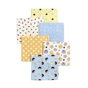 danica unisex baby cotton flannel receiving blankets, 6-pack, 30'' x 38'' (blue004, winnie bear monkey polka dot)