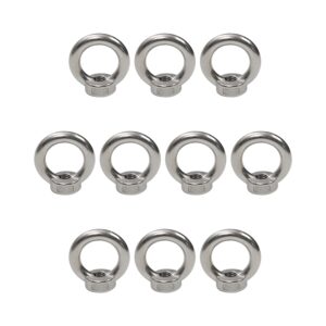 mromax 10pcs m10 lifting eye nuts 304 stainless steel female thread ring shaped metric eyenuts fastener for rope fitting and engineering lifting machinery silver tone