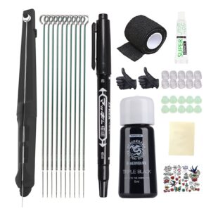 dragonhawk hank poke & stick tattoo kit beginner hand home tattoo supply kits ink needles complete set stick dd-sz