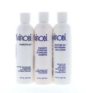 nairobi wrapp-it shine foam wrap, exquisite hydrating detangling shampoo, humecta-sil conditioner set