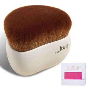 jessup makeup brush, foundation brush flat top kabuki brush for face blush liquid powder foundation brush for blending buffing stippling with gift box, light gray sf002