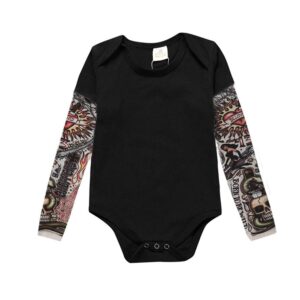 ayiyo baby boys long sleeves mesh tattoo sleeves bodysuit outfit (70(3~6 months), f)