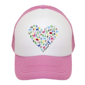 jp doodles heart hat kids trucker hat. baseball mesh back cap fits baby, toddler and youth (light pink, mini 12-24 mos)