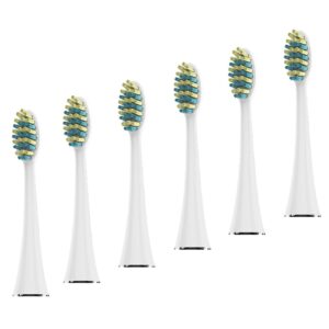 voom sonic pro 7 series replacement brush heads advanced bristle technology soft dupont nylon bristles oral care - white - 6 count (pack of 1)