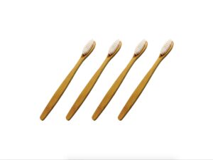 eco-friendly natural bamboo toothbrush - organic, bpa free and durable with ergonomic handle (4-pack: hard nylon bristles)