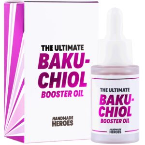 handmade heroes 2% bakuchiol booster oil with sugarcane squalane, all natural retinol alternative for radiant and line smoothing 0.75oz