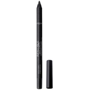 l’oréal paris makeup infallible pro-last pencil eyeliner, waterproof and smudge-resistant, glides on easily to create any look, black shimmer, 0.042 oz.