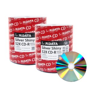 200 pack ridata cd-r 52x 700mb 80min silver shiny blank media recordable disc