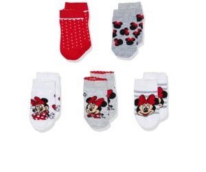 disney unisex baby minnie mouse 5 pack shorty socks, assorted neutral, 12-24 months us