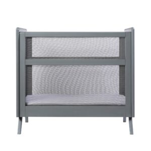 breathablebaby breathable mesh 2-in-1 mini crib with mattress — gray — two adjustable mattress heights — greenguard gold certified